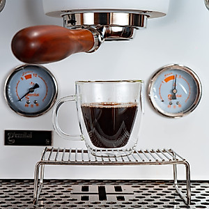 YUNCANG 5.5 oz Espresso Mugs (Set of 2), Double Wall Glass Coffee Cups with Handle Insulated Glasses Espresso Mugs