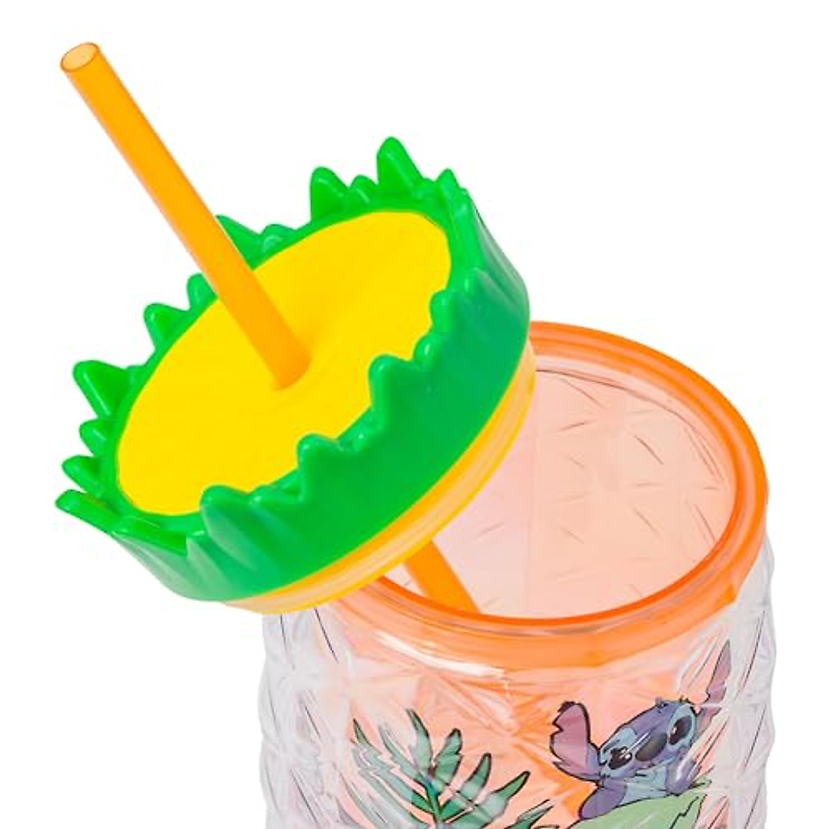 Silver Buffalo Disney Lilo and Stitch Greetings From Hawaii Featuring Scrump Pineapple Shaped Double Wall Tumbler, 16 Ounces