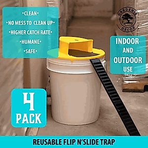 Gardenix Decor 5 Gallon Bucket Lid Mouse Rat Trap 4 Pack- Automatic Reset Flip and Slide Mouse Trap - Humane Mouse Rat Traps for Indoor Outdoor Use - Reusable Mouse Trap Bucket Lid for Chicken Coop