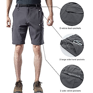 ROXJOURNEY Men's Hiking Shorts Quick Dry Lightweight Outdoor Sports Hiking Shorts Stretch Quick Dry Shorts with Pockets (XX-Large, Gray)