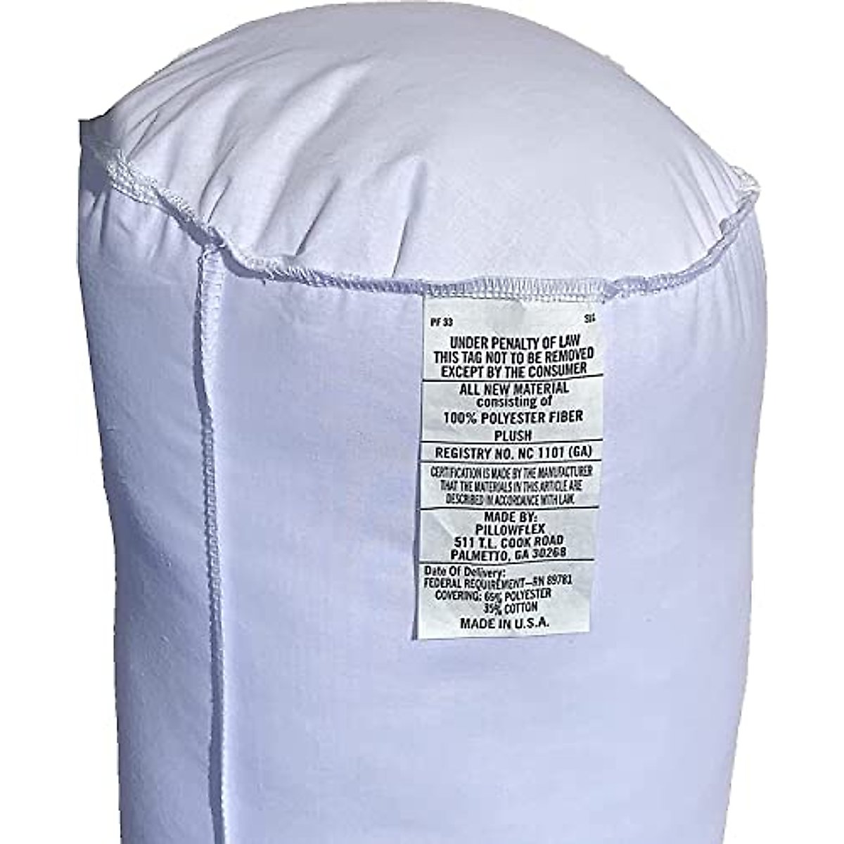 Pillowflex Bolster Pillow - 9" x 76" - Plush Polyester-Filled Insert for Decorative Shams - Comes in a Poly-Cotton Shell - Odorless, Lint, and Dust-Free, No Lumps Stuffing for Pillows (White, Round)