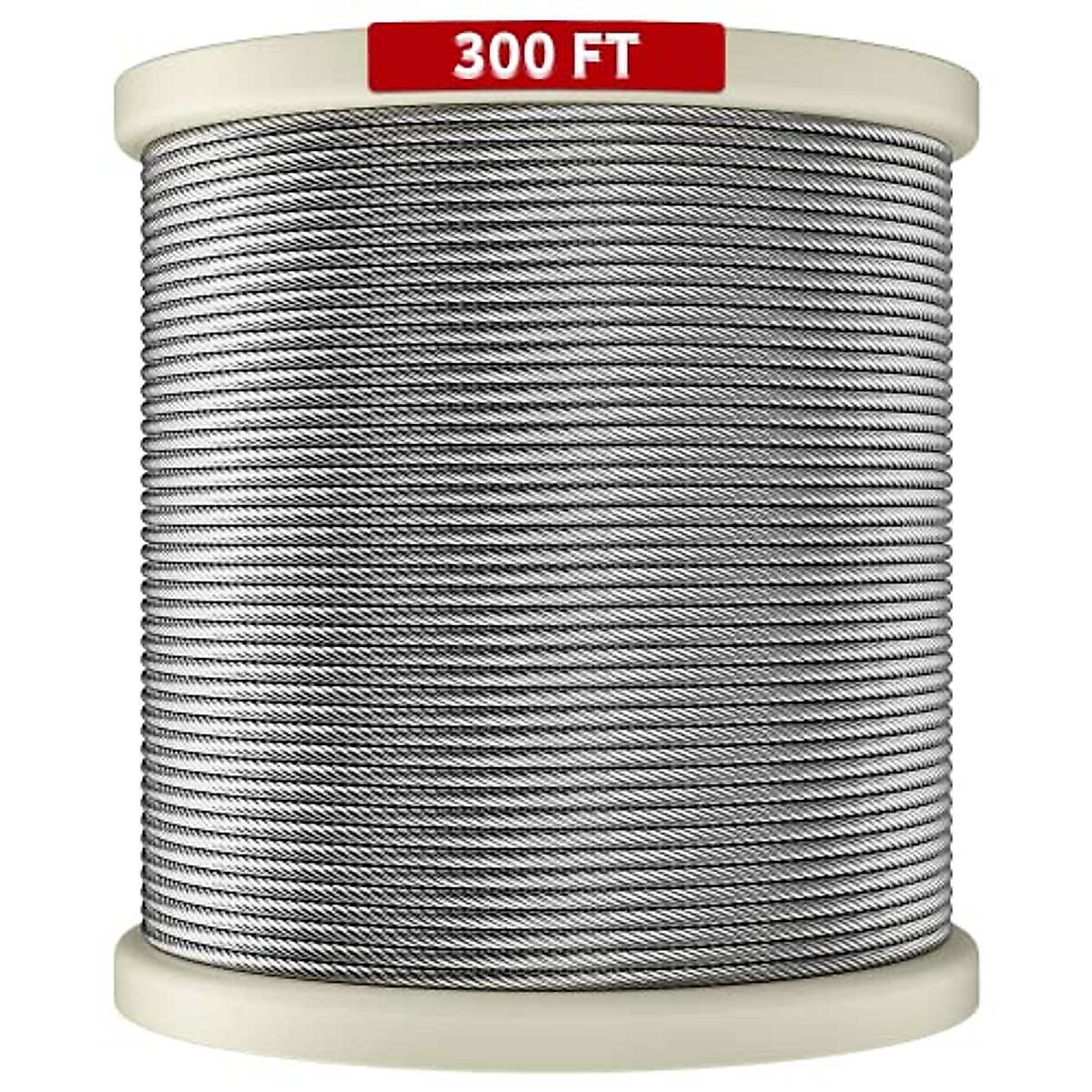 LuckIn 1/8" Stainless Steel Cable 300FT, T316 Aircraft Cable for Railing, Decking & Outdoor Projects - Uncoated Marine Grade