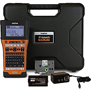 Brother P-Touch Edge PT-E550W Handheld Label Maker, Orange, Industrial Wireless Electronic Labelling Kit PTE550W - Up to 30mm/sec, 180 x 360dpi, Auto Strip Cuttter, Backlit LCD Screen