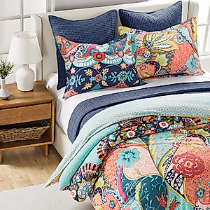 Levtex Home - Jules Duvet Cover Set - King Duvet Cover (106 x 94in.) + Two King Pillow Cases (36 x 20in.)- Bohemian - Teal, Orange, Yellow, Green, Blue, Red, Navy - Cotton