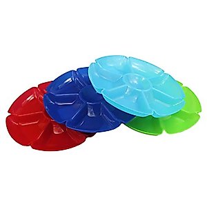 4 Black Duck Chip N Dip Hard Plastic 12-Inch Round 7-Section Serving Trays! Assorted Colors