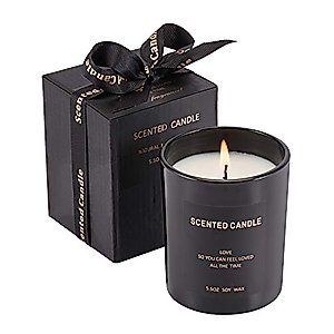 Fight Eagle Scented Candle Exquisite Black Glass Jars Long Lasting High 30 Hours Natural Soy Wax Scented Candles for Home Scented,Gifts,Office,Bathroom, Romantic Travel Goods. (Amber&Moss)