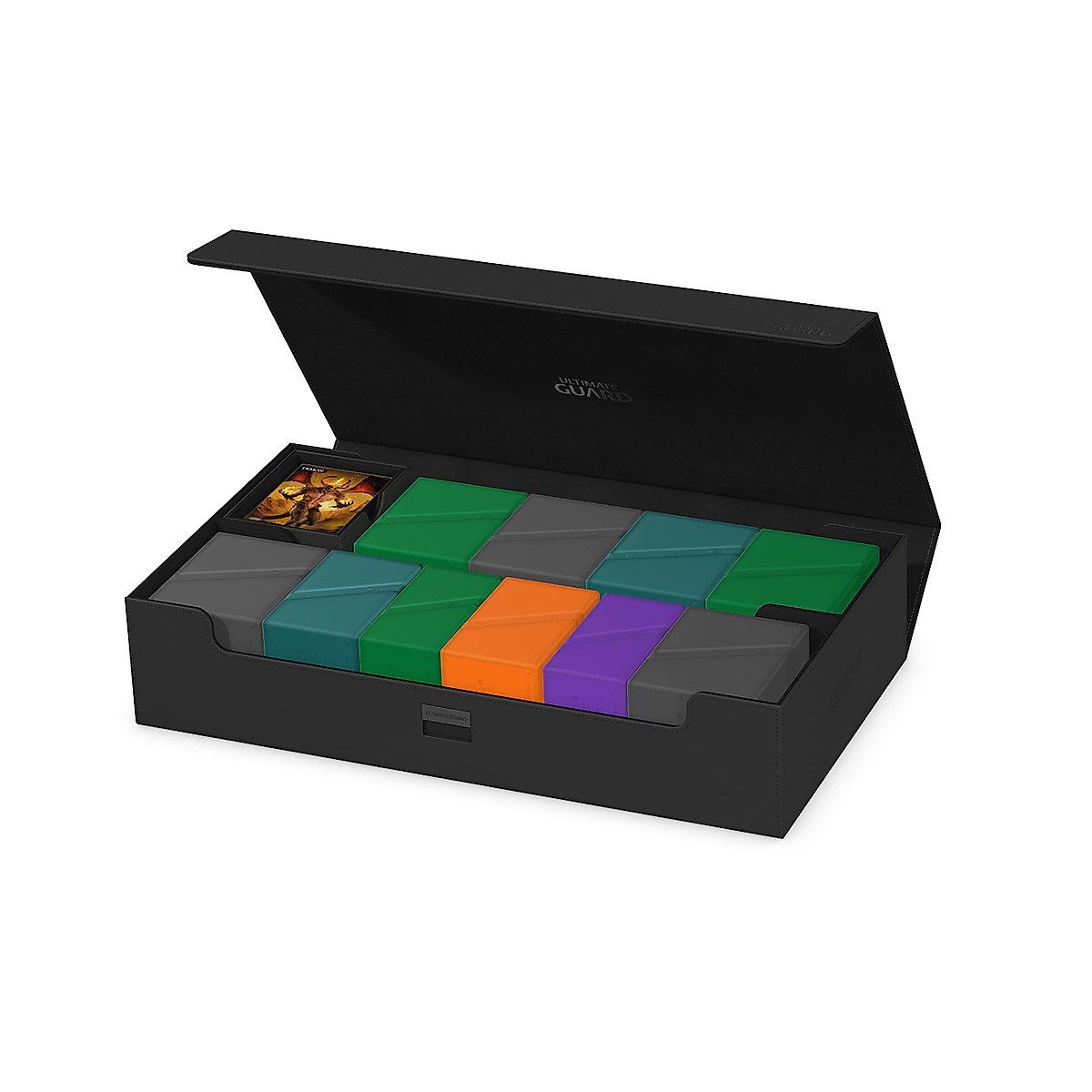 Ultimate Guard Omnihive 1000+, Deck Case for 1000 Double-Sleeved TCG Cards + 2 Removable Trays, Black, Magnetic Closure & Microfiber Inner Lining