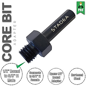 Stadea ADC101K Core Drill Bit Adapter for Threaded Diamond Core Drill Bit Hole Saw - Round to 5/8" 11 Male