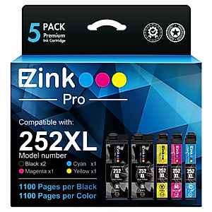 E-Z Ink Pro 252XL Remanufactured Ink Cartridges Replacement for Epson 252 T252 XL for Workforce WF-7720 WF-3640 WF-7710 WF-3620 WF-7210 WF-7110 WF-7610 WF-7620 (2 Black 1 Cyan 1 Magenta 1 Yellow)