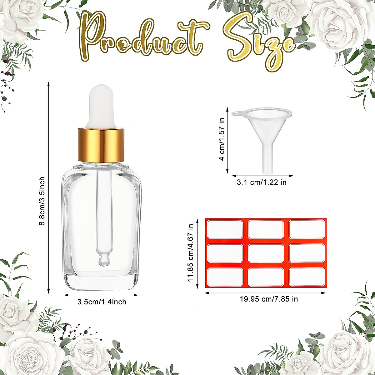 Dandat 100 Pcs 1 oz Square Dropper Bottle Clear Glass Tincture Bottles with Dropper Glass Dropper Bottle for Essential Oils, Liquids, DIY