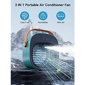 2024 Air Conditioner Portable- Rechargeable Personal Air Cooler with 3 Speeds, Mini Air Conditioner Fan, Quiet Desk Cooling Fan for Home, Bedroom, Travel, Office, Outdoor, Indoor