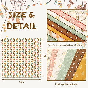 JarThenaAMCS 60Pcs Boho Cotton Fabric Bundles Boho Rainbow Heart Sun Fat Quarter Colorful Quilting Patchwork for DIY Handmade Sewing Crafting, 10 x 10 Inch