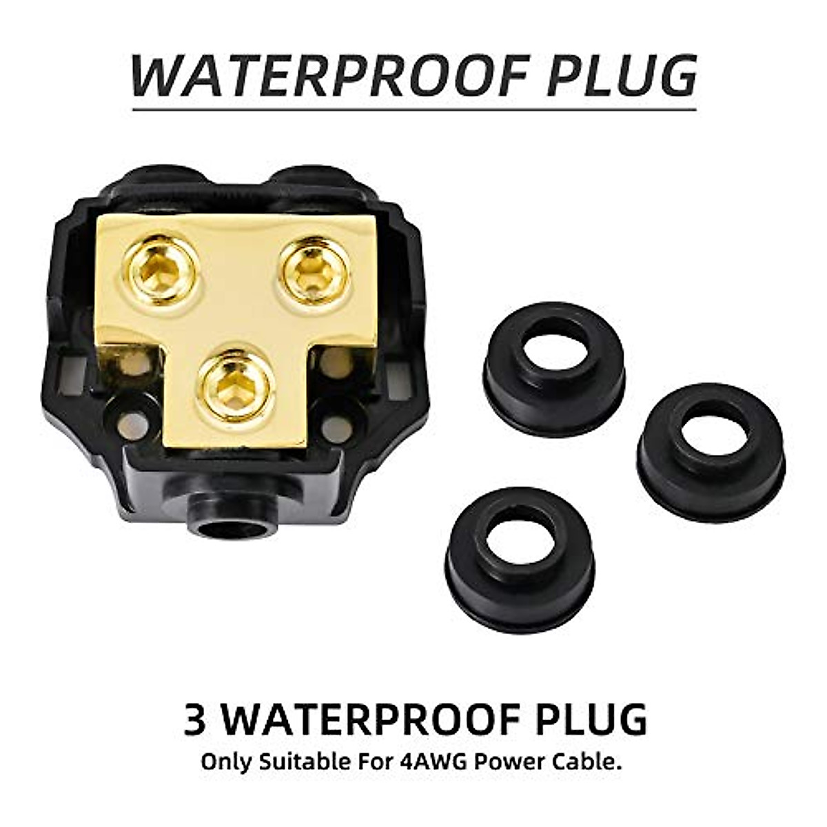 LEIGESAUDIO 0/2/4 Gauge in 0/2/4 Gauge Out Copper Power Distribution Block for Car Audio Splitter(1 in 2 Out)