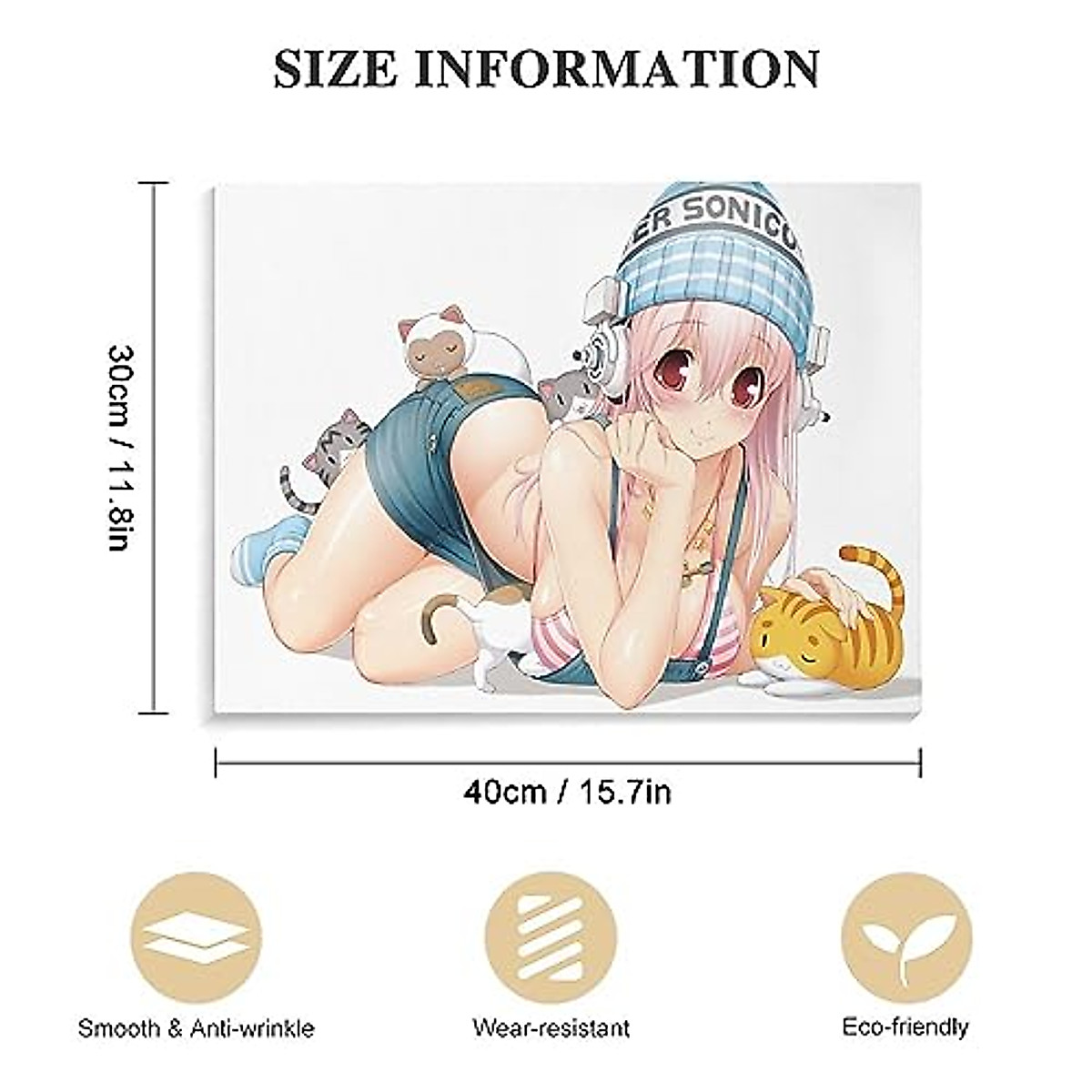 Super Sonico Anime Posters Kawaii Girls Swimsuit Cartoon Aesthetic Poster (3) Wall Art Paintings Canvas Wall Decor Home Decor Living Room Decor Aesthetic 16x20inch(40x51cm) Frame-Style