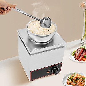 4.23Qt Large Capacity Commercial Food Warmer 150W Electric Soup Warmer Portable Steam Table Food Warmer 86-230°F Adjustable Temperature Stainless Steel Bain Marie Buffet Food Warmer
