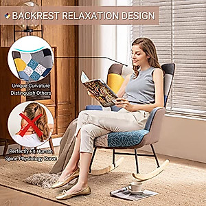 K Knowbody Rocking Chair Nursery, Boho Nursery Glider Rocker Modern Accent Chair for Bedroom, Living Room, Tufted Upholstered Armchair with Linen Fabric, Nursing Chairs for Mom and Baby, Warm Color