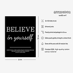 ASTRDECOR Motivational Wall Art-Office Wall Decor-Inspirational Wall Art Picture-Positive Quotes Poster Prints Wall Decor For Bedroom (8x10, Set Of 6, No Frame)