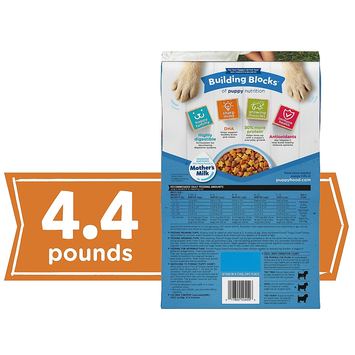 Purina Puppy Chow High Protein Dry Puppy Food, Complete With Real Chicken - (4) 4.4 lb. Bags