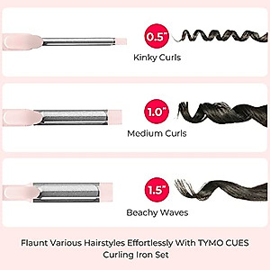 Curling Iron Set, TYMO Interchangeable Curling Wand with 3 Barrels (0.5’’ to 1.5’’), 5 Temp Settings with Intelligent Temp Control, Dual Voltage Hair Curler for All Hair Types