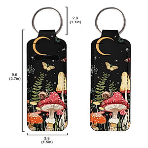 ZPINXIGN Mushroom Keychain Chapstick Holder Lip Gloss Holder Keychain with Clip-on Sleeve Pouch Travel Makeup Accessories