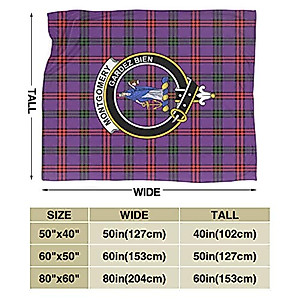Jun2K Ultra-Soft Micro Fleece Blanket,Montgomery Tartan Clan Badge Throw Blanket Sheet 80"x60"
