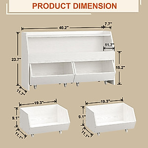 Fulhope Toy Storage Organizer for Kids, Toy Storage Cabinet with Drawers, Boys and Girls Toy Shelf with Wheels, Toy Organizer Kids Bookshelf with Storage for Nursery, Playroom, Bedroom (White)