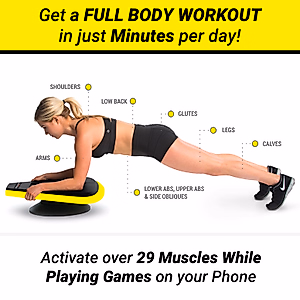 Stealth Abs + Plank Core Trainer - Get Strong Sexy Abs and Lean Core Playing Games On Your Phone, Free iOS/Android App, 4 Free Mobile Games Included, Dynamic Training, Only 3 Minutes a Day (Yellow)