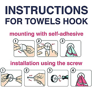 RICHYN Kitchen Towel Hooks Black – Set of 2 self Adhesive Towel Hook – Premium Chrome Finish & Easy Installation – Firmly Holds Towel Without Tearing – Ideal as Bathroom, Outdoor Towel Holders