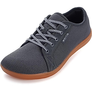WHITIN Men's Fashion Barefoot Sneakers Extra Wide Toe Box Zero Drop Sole W81 Size 10W Minimus Lifting Minimalist Tennis Shoes Walking Grey Gum 43