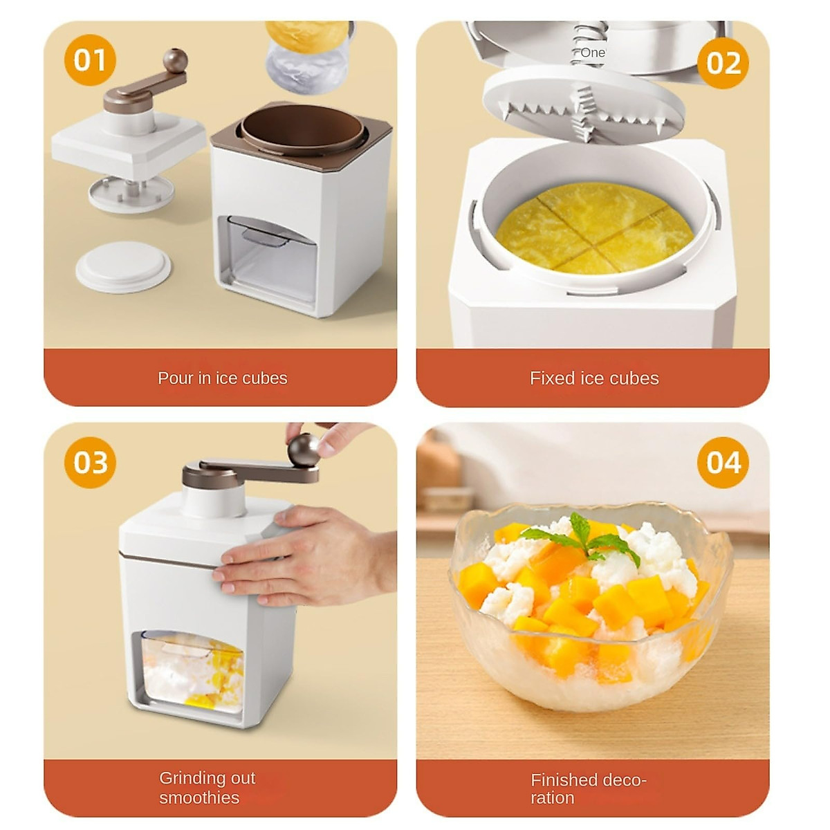 BOTTICASA Shaved Ice Machine Snow Cone Machine Portable Ice Crusher Manual Shaved Ice Machine For Home With Free Ice Cube Trays - BPA Free