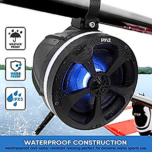 Pyle 2-Way Waterproof Off Road Speakers - 5.25" 1000W Active Passive Marine Grade Wakeboard Tower Speakers System w/ RGB Light, Full Range Outdoor Stereo Speaker for ATV/UTV Jeep Boat - PLUTV55BTR