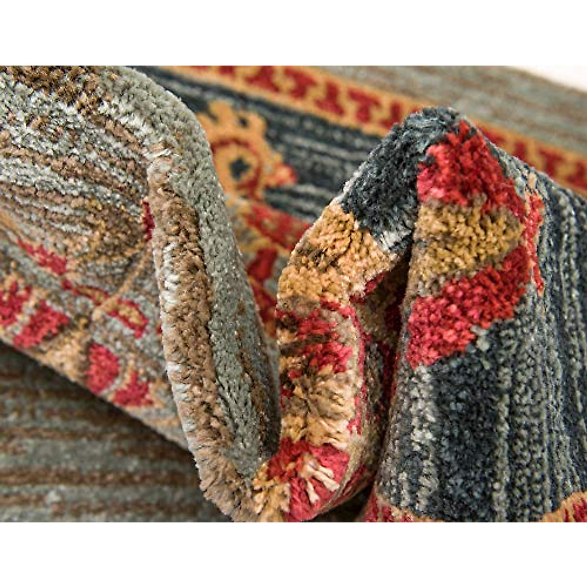 Unique Loom Fars Collection Modern Medallion Tribal Design with Natural Hues Area Rug, 5 ft x 8 ft, Light Blue/Navy Blue