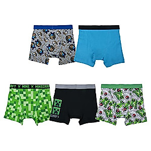 Minecraft Boys 5-Pack Boxer Briefs Underwear Comfortable 6 Multicolor