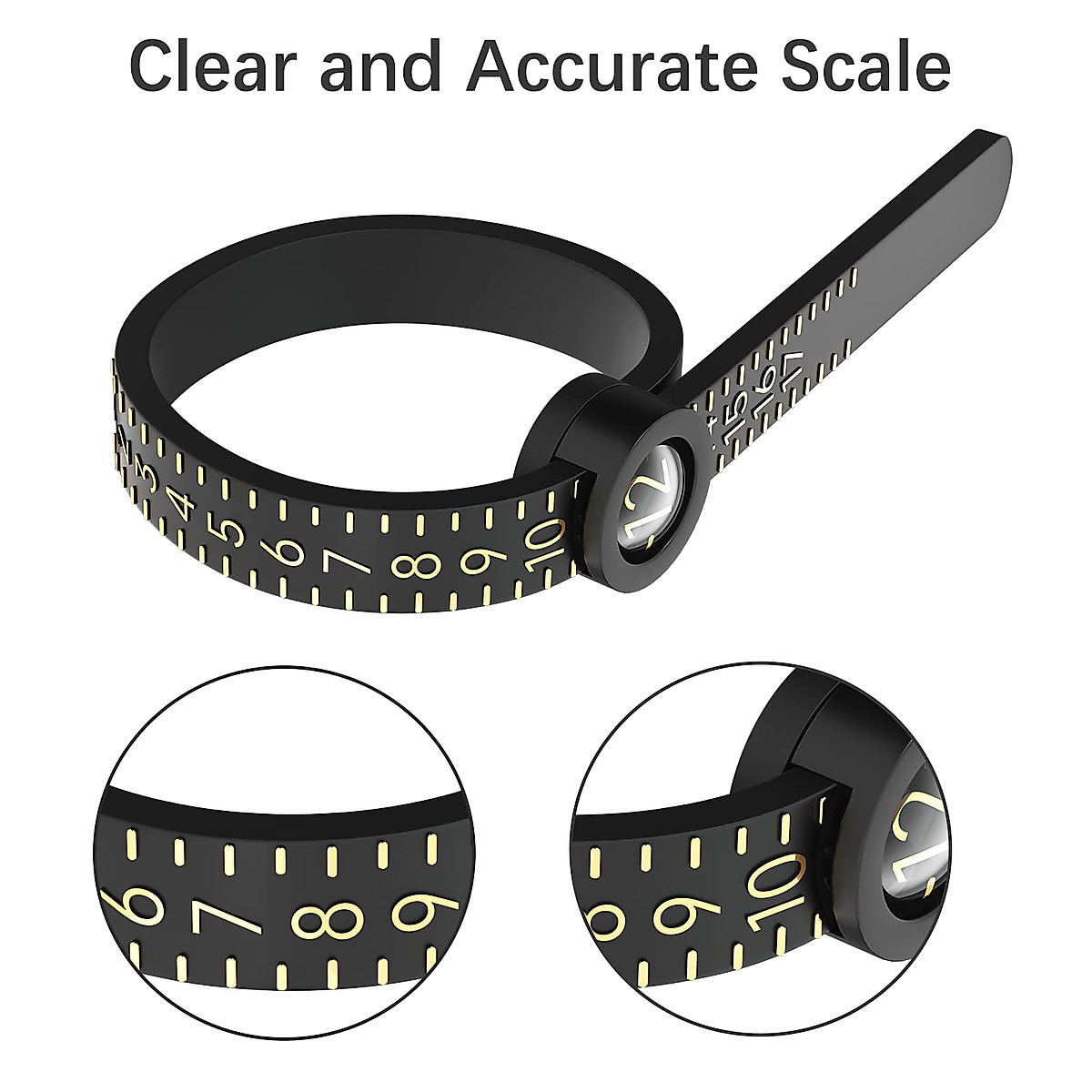 Ring Sizer Measuring Tool Reusable Finger Size Gauge Jewelry Sizing Tool 1-17 USA Rings Size (Black)