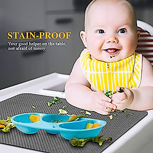 Placemats Set of 4, Placemat with Coasters Heat Stain Scratch Resistant Non-Slip Waterproof Oil-Proof Washable Wipeable Outdoor Indoor for Dining Patio Table Kitchen Decor and Kids(Grey 4)