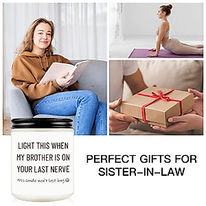 Sister in Law Gifts, Sister-in-Law Funny Birthday Candle Gift for Women - Christmas Mothers Day Future Sister in Law Wedding Presents Ideas Unique Lavender Candle