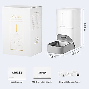 XTUOES Automatic Cat Feeders 2.4G WiFi, Automatic Dog Cat Feeders with App Control for Dry Food,1-10 Meals Per Day& 30s Meal Call,Timed Automatic Feeder for Cat Dog, 4L