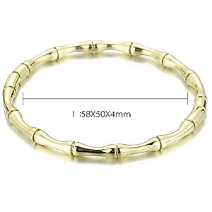 Jude Jewelers Stainless Steel Bamboo Style Classic Plain Open Clasp Bangle Bracelet (Gold)