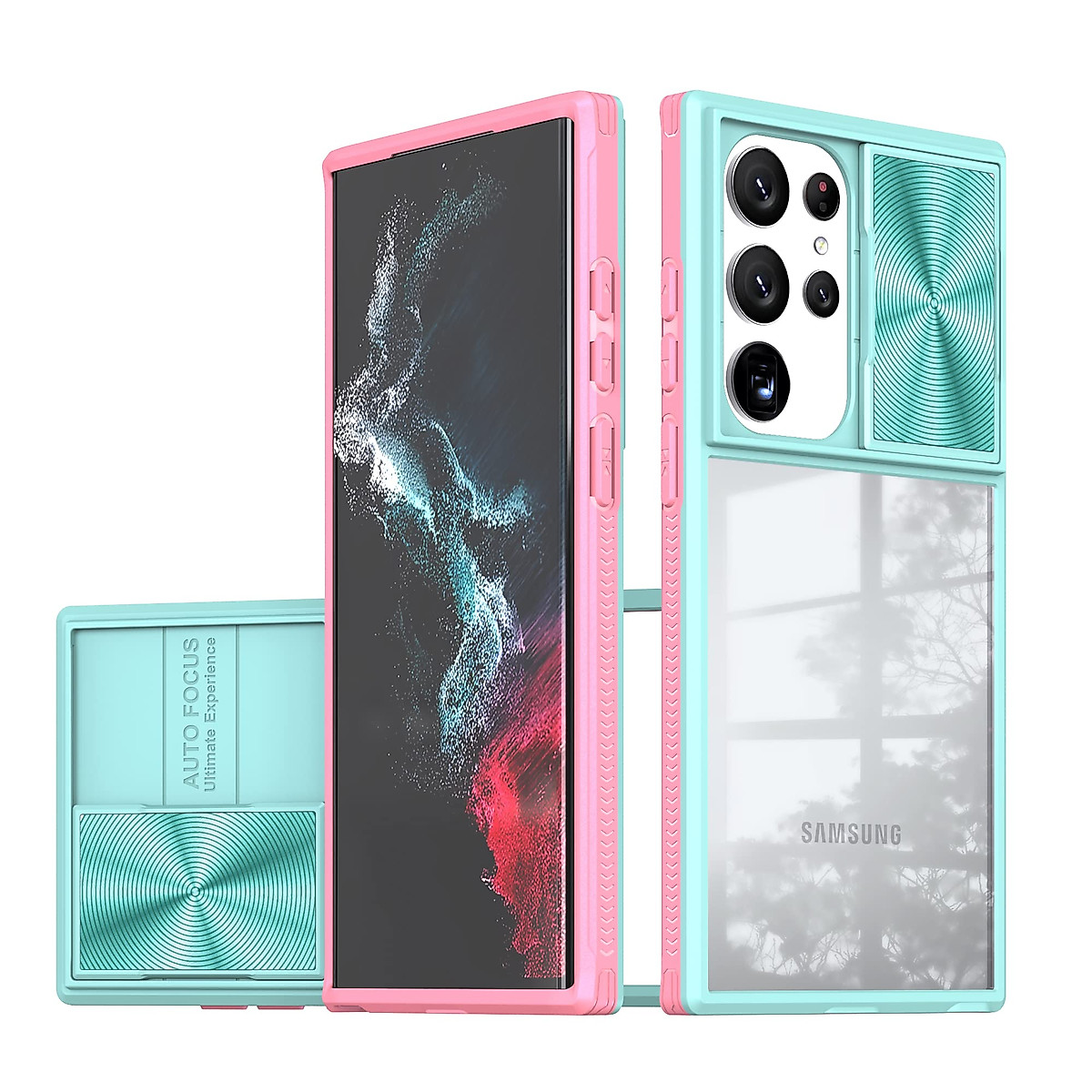 Asuwish Phone Case for Samsung Galaxy S22 Ultra 5G with Built in Camera Cover Slide Body Protection Slim Clear Bumper Cell Accessories Gaxaly S22ultra 22S S 22 22ultra G5 Women Men Girl Blue