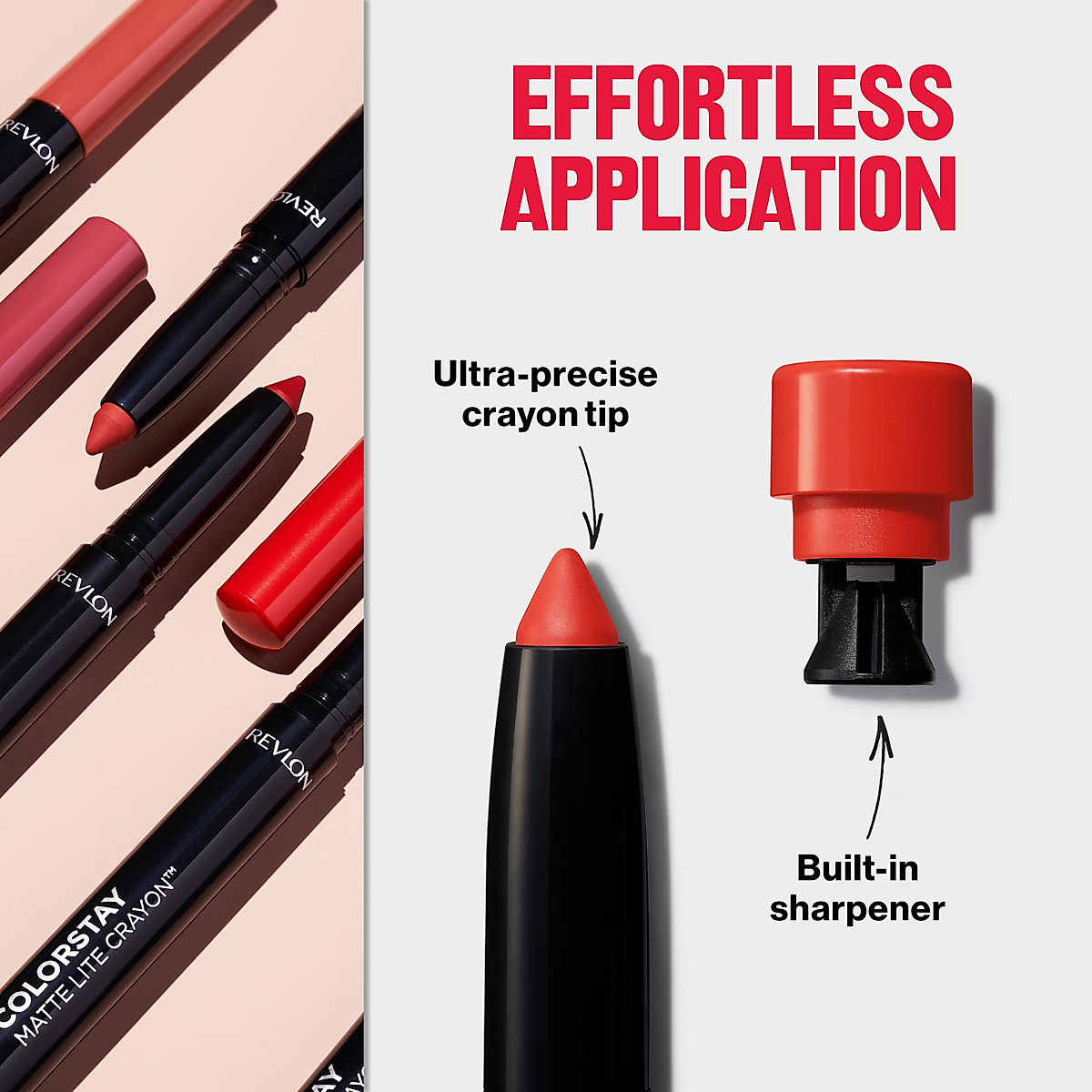 REVLON ColorStay Matte Lite Crayon Lipstick with Built-in Sharpener, Smudge-proof, Water-Resistant Non-Drying Lipcolor, 010 Air Kiss, 0.049 oz