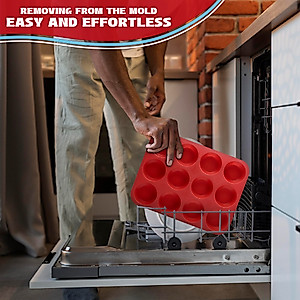 V TOWER 2Pcs Silicone Muffin Pans for Baking - 2 inch Deep Muffin Pan Silicone Molds for Baking Pans Nonstick Muffin Pan 12 Cavity - Silicone Muffin Pan Cupcake Silicone Molds Baking Pan Set