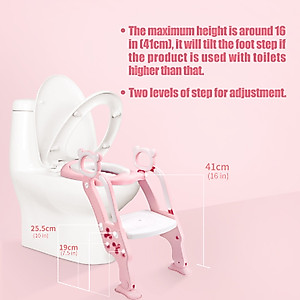 GrowthPic Toddler Toilet Training Seat Ladder with Sturdy Non-Slip Wide Step and Soft Cushion for Girls with Splash Guard(New)