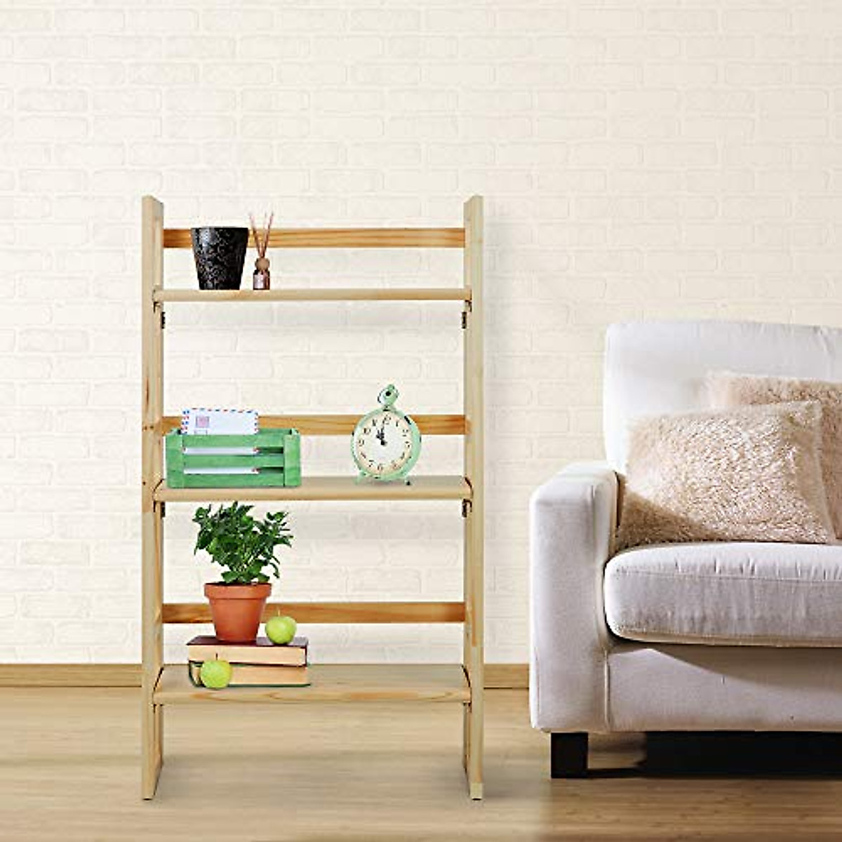 Casual Home 3-Shelf Folding Student Bookcase (20.75" Wide)-Natural