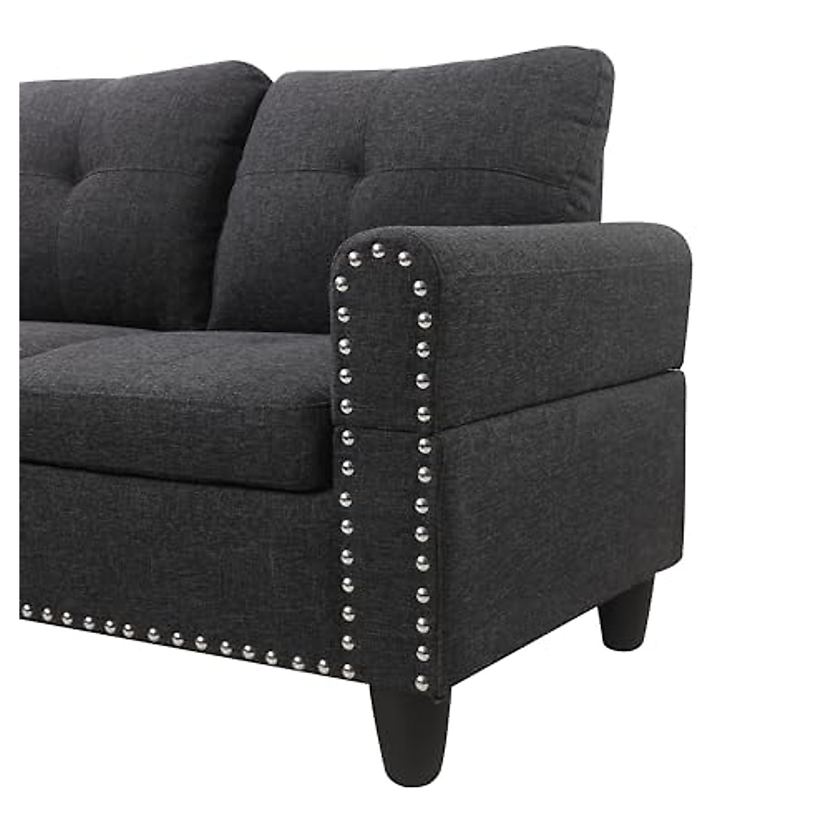 AYOUZ 98" L-Shape Linen Convertible Sectional Sofa Set with Left Facing Chaise & Ottoman, Modern Living Room Furniture-Set w/Storage for Home, Office, Apartment