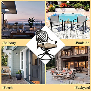 Sumshadow 6 Piece Cast Aluminum Outdoor Swivel Dining Chairs, All-Weather Patio Swivel Rocker Chair Sets with Cushion for Garden, Backyard, Poolside, Bistro