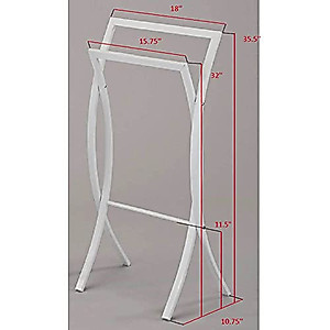 Pilaster Design Modern Coronado Double Free Standing Bathroom Towel Rack Stand, White Metal