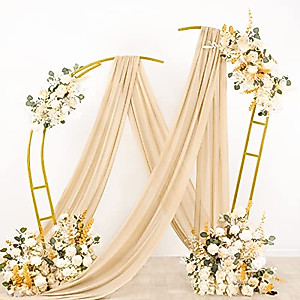 Socomi Wedding Arch Draping Fabric 1 Panel 29" x 19Ft Champagne Sheer Chiffon Curtain Drapes 6 Yards for Wedding Ceremony Birthday Party Decoration