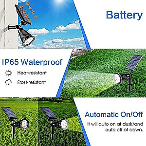 DIGBYS Solar Spotlights Outdoor Waterproof, 2-in-1 Outside Lights Landscape, Waterproof Security, with 3 Modes Solar Outdoor Spot Lights,2PcsWarmLight-7LED