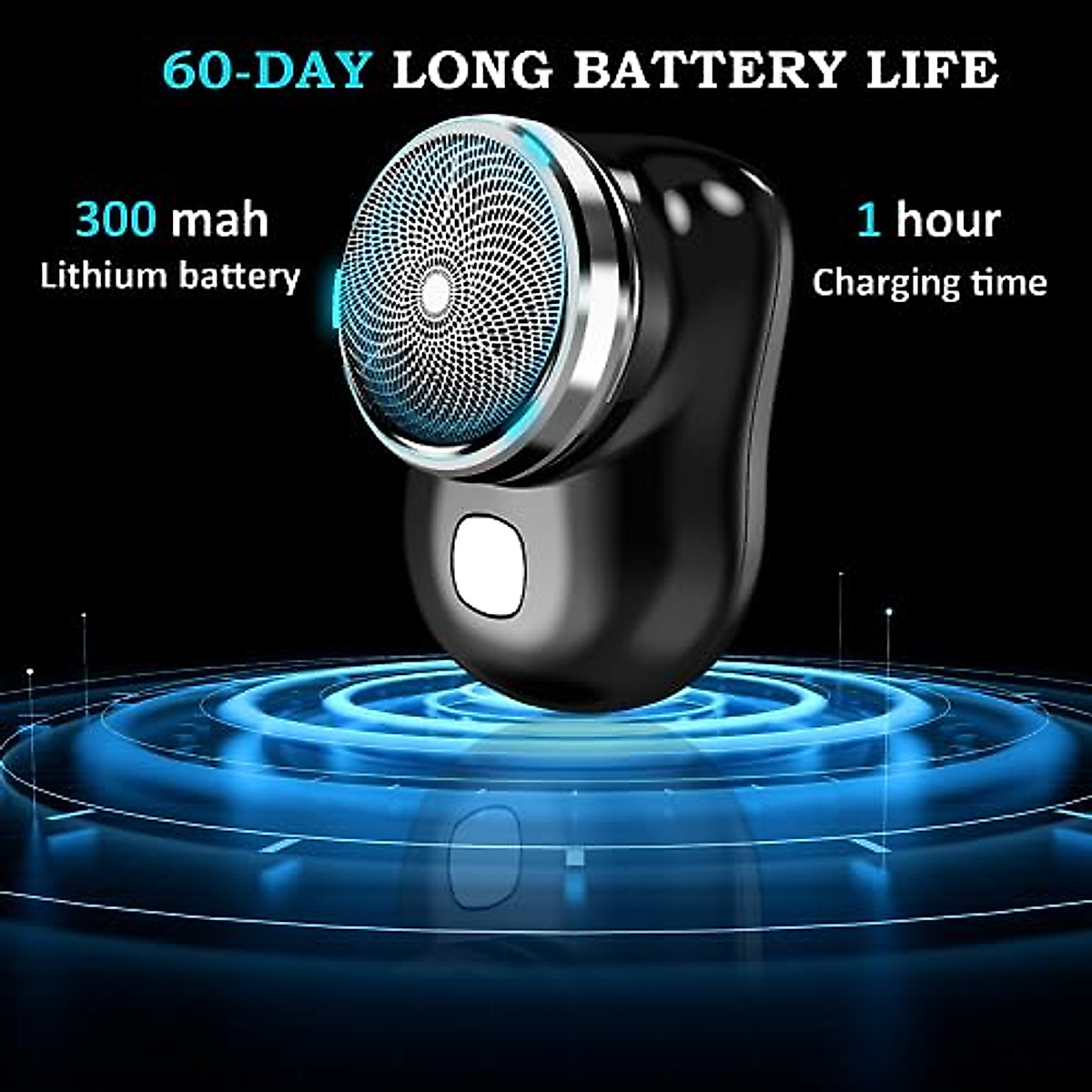 Mini Shave Portable Electric Shaver: Upgrade Electric Razor with LCD Screen Powerful Storm Shaver for Men Pocket Size USB Rechargeable Shaver Easy One-Button Use for Home Car Travel (Black)