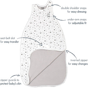Woolino Toddler Sleeping Sack, 4 Season, Merino Wool and Organic Cotton, Baby Sleep Bag, 2-4 Years, Stars